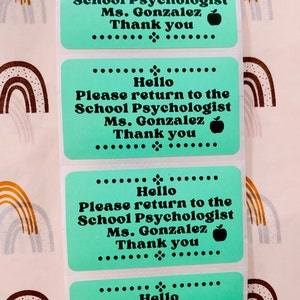 150 Green and Pink Custom Labels, Psych Labels, School Psych Stickers ...