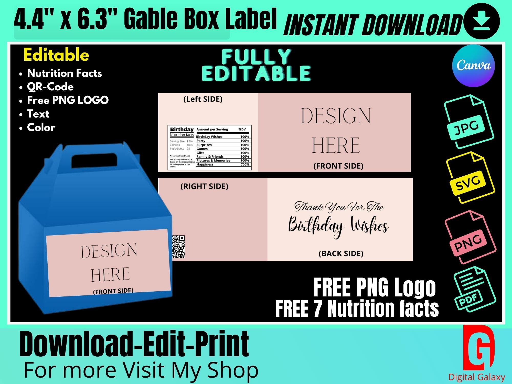 Gable Box Template, Gable Bag Template 4.5x6.5, Party Favor Gift Bag ...