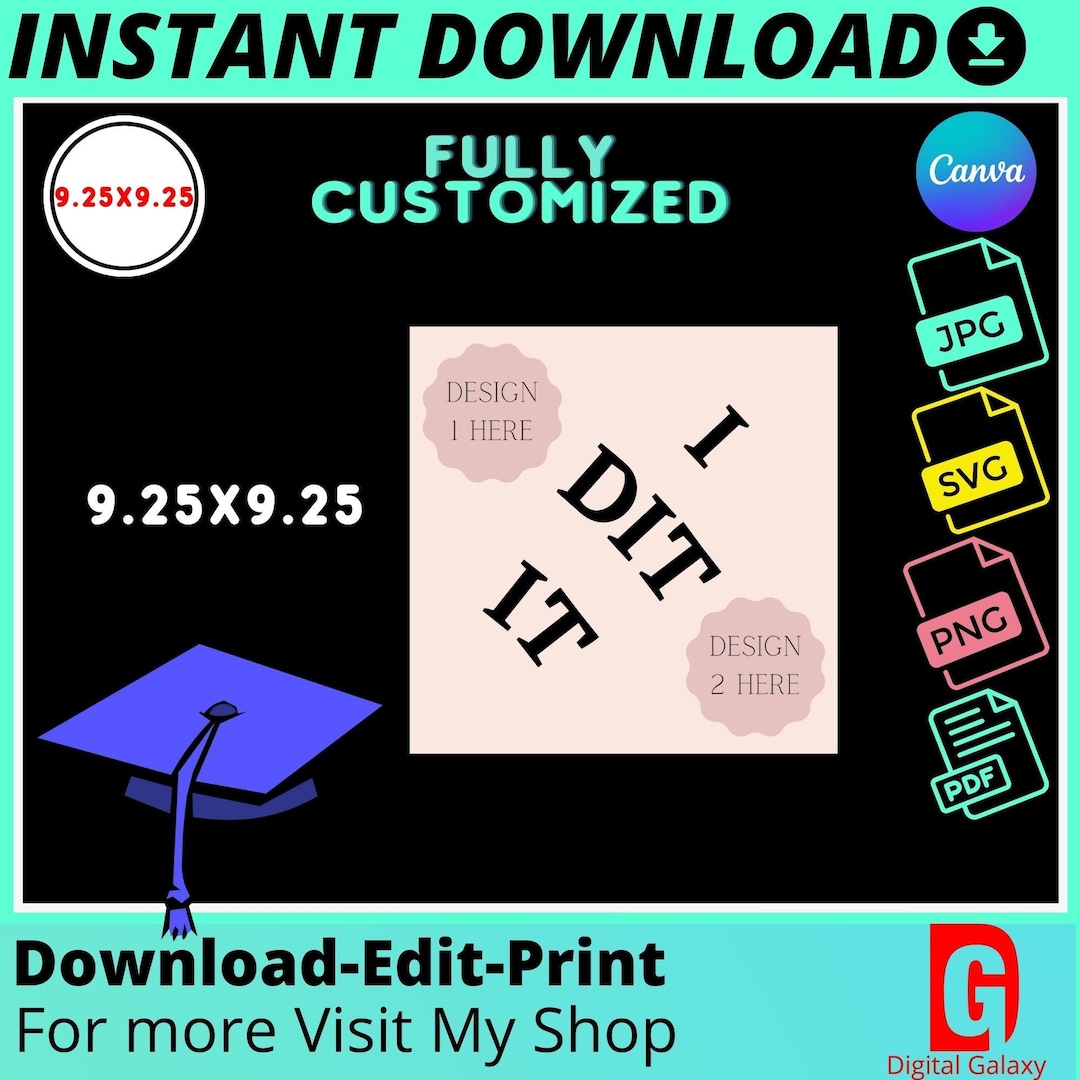 Customized Graduation Cap, Graduation Cap SVG, Graduation Cap Template ...