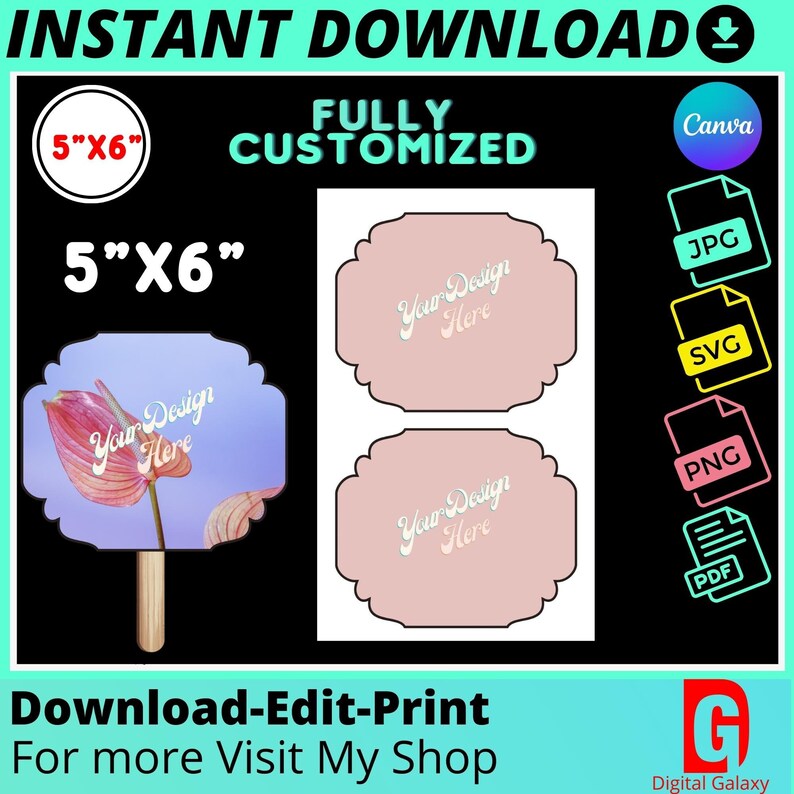 Paddle Fan Template Graduation Fan Template Party Decoration - Etsy