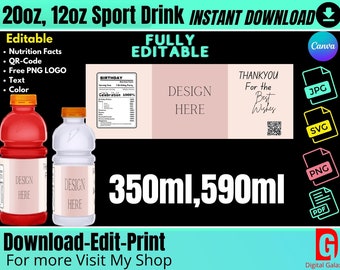 Sports Drink Bottle Blank Label Template, Sports Drink Wrapper Template ...