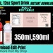Sports Drink Bottle Blank Label Template, Sports Drink Wrapper Template ...