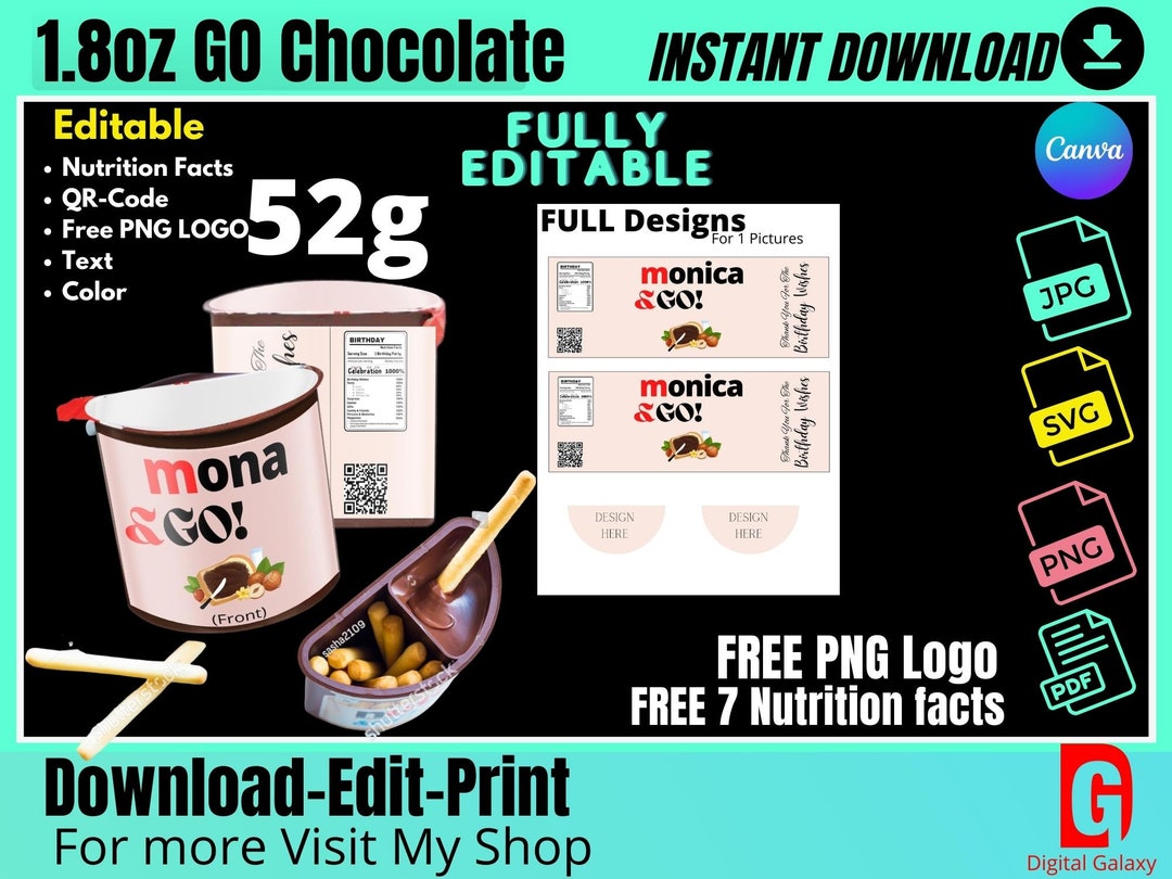 Hazelnut Cocoa Spread and Biscuit Label, 52g Newtella Goto Template ...