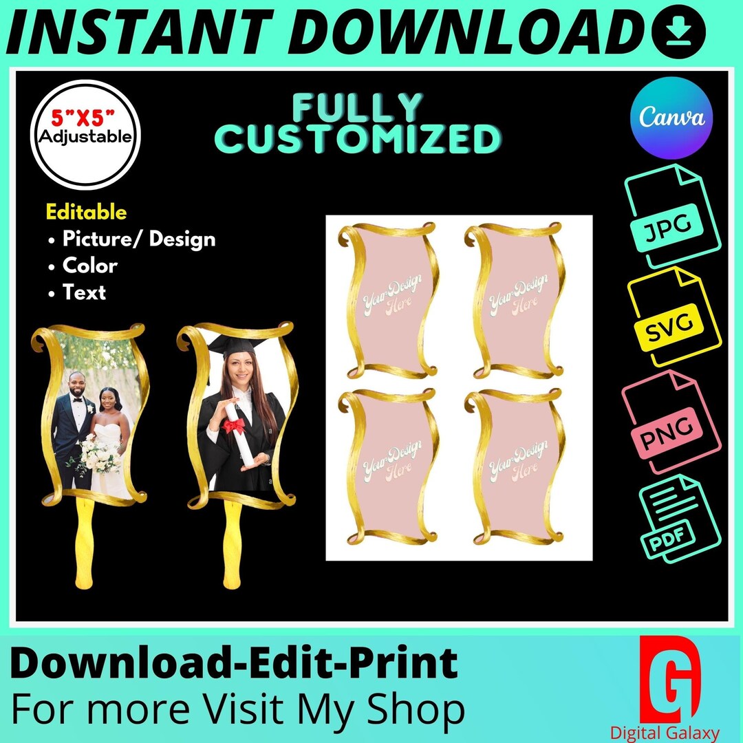 Graduation Fan SVG, Graduation Centerpiece SVG, DIY Graduation Photo ...