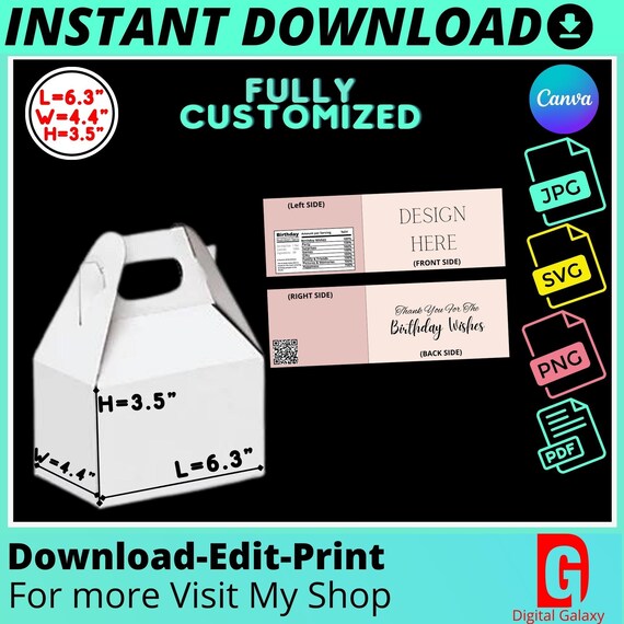 Gable Box Template Gable Bag Template Party Favor Gift Bag - Etsy