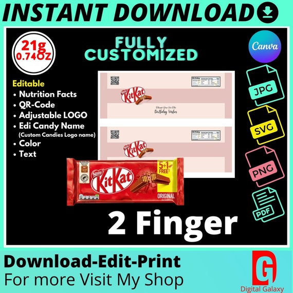 Kit Kat 20g 2 Finger Blank Wrapper Template Kit Kat Sticker - Etsy