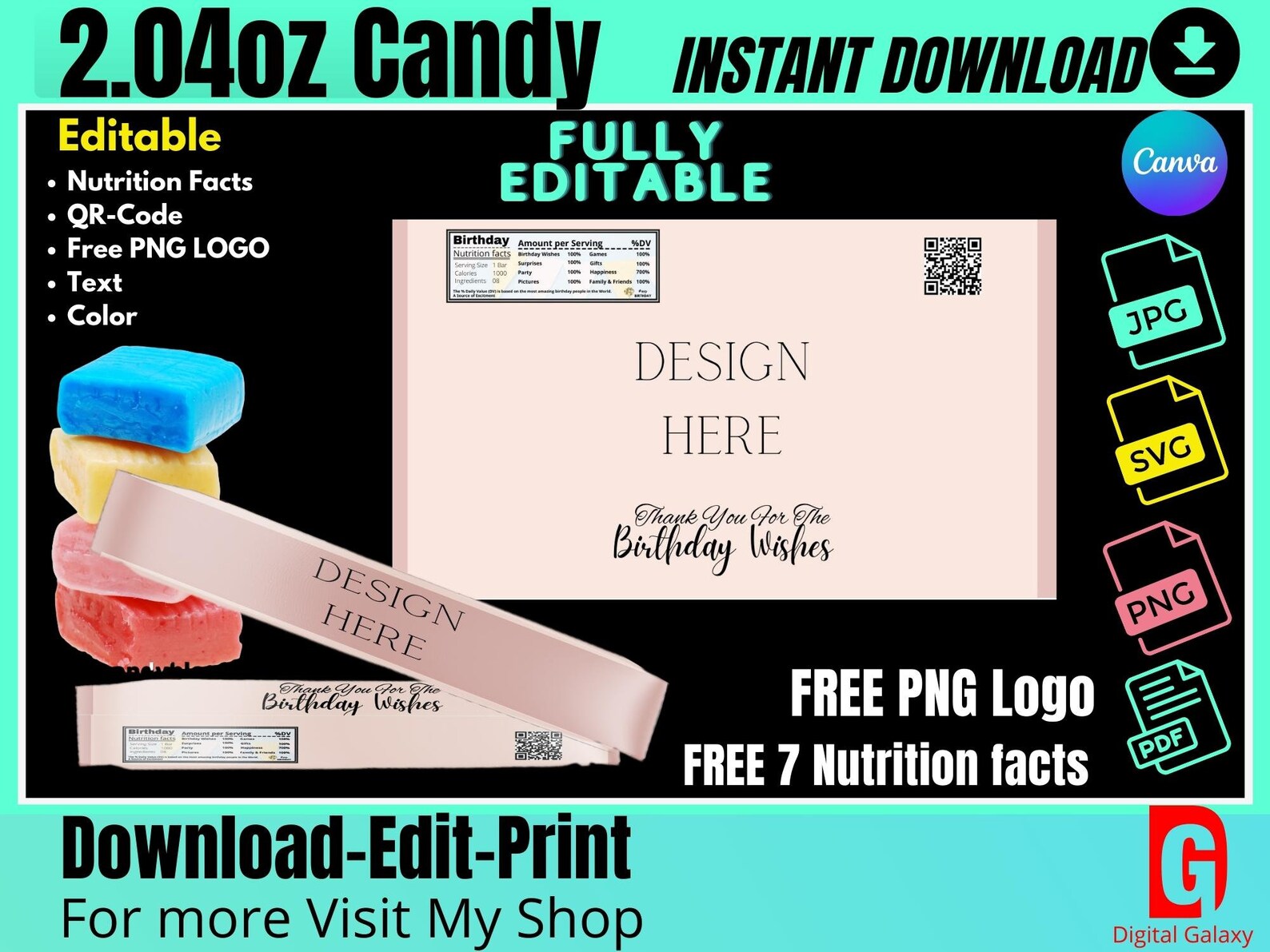 Starbust Candy Wrapper Template Starbust Candy 2.07oz Blank - Etsy