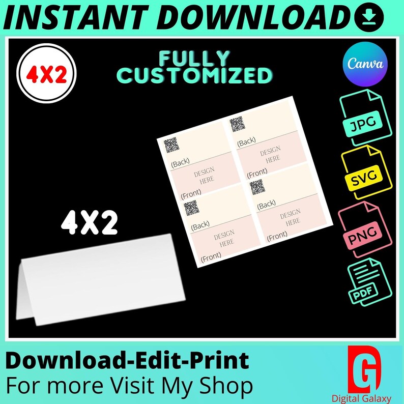 Blank Food Label Template Folded Buffet Card Template - Etsy