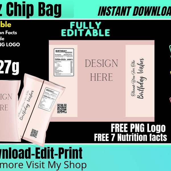 Chip Bag Template for Cricut - Etsy