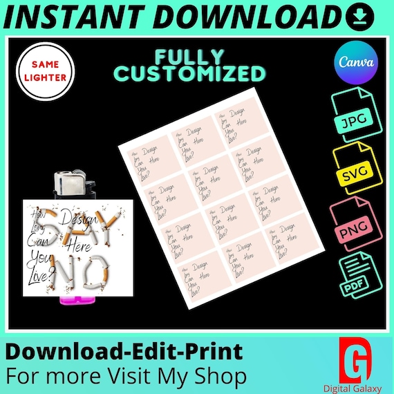 Custom Lighter Lighter Label Lighter Templates Customized - Etsy