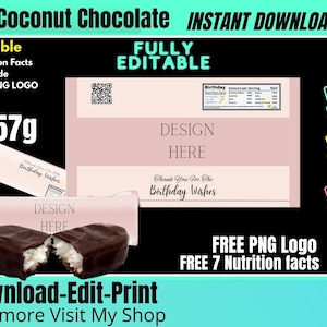 Chocolate Bar Wrapper Template, Coconut Chocolate Bar Wrapper Template ...