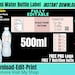 Water Bottle Labels Template 500ml 16.9ounce With FREE Nutrition Facts ...