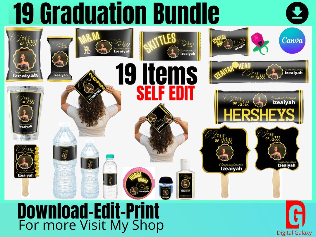Graduation Decorations Gold or Silver, Grad Party Favors Bundle ...