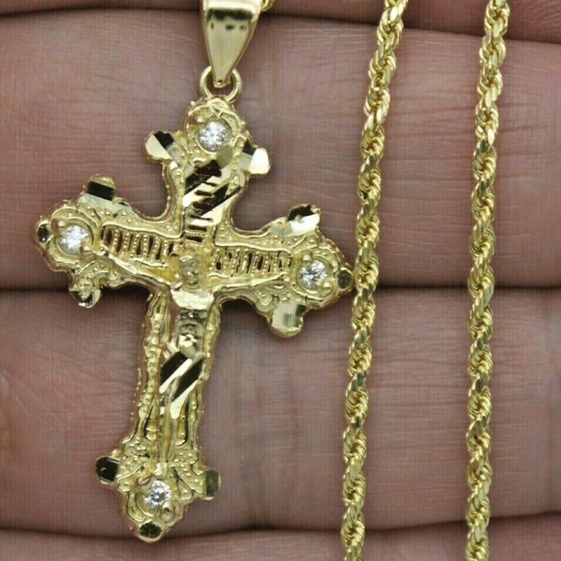 Jesus Cross Gold Chain - Etsy