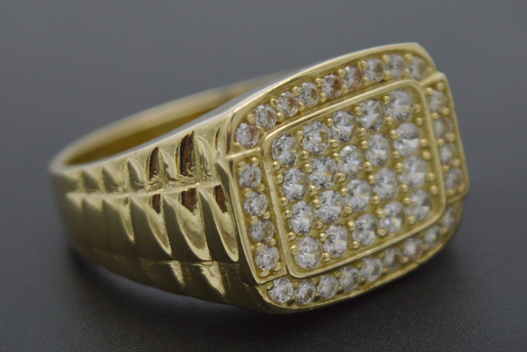 Real 10k Yellow Solid Gold Men's Square Ring All Sizes 6.6 Grams 14.7 X ...