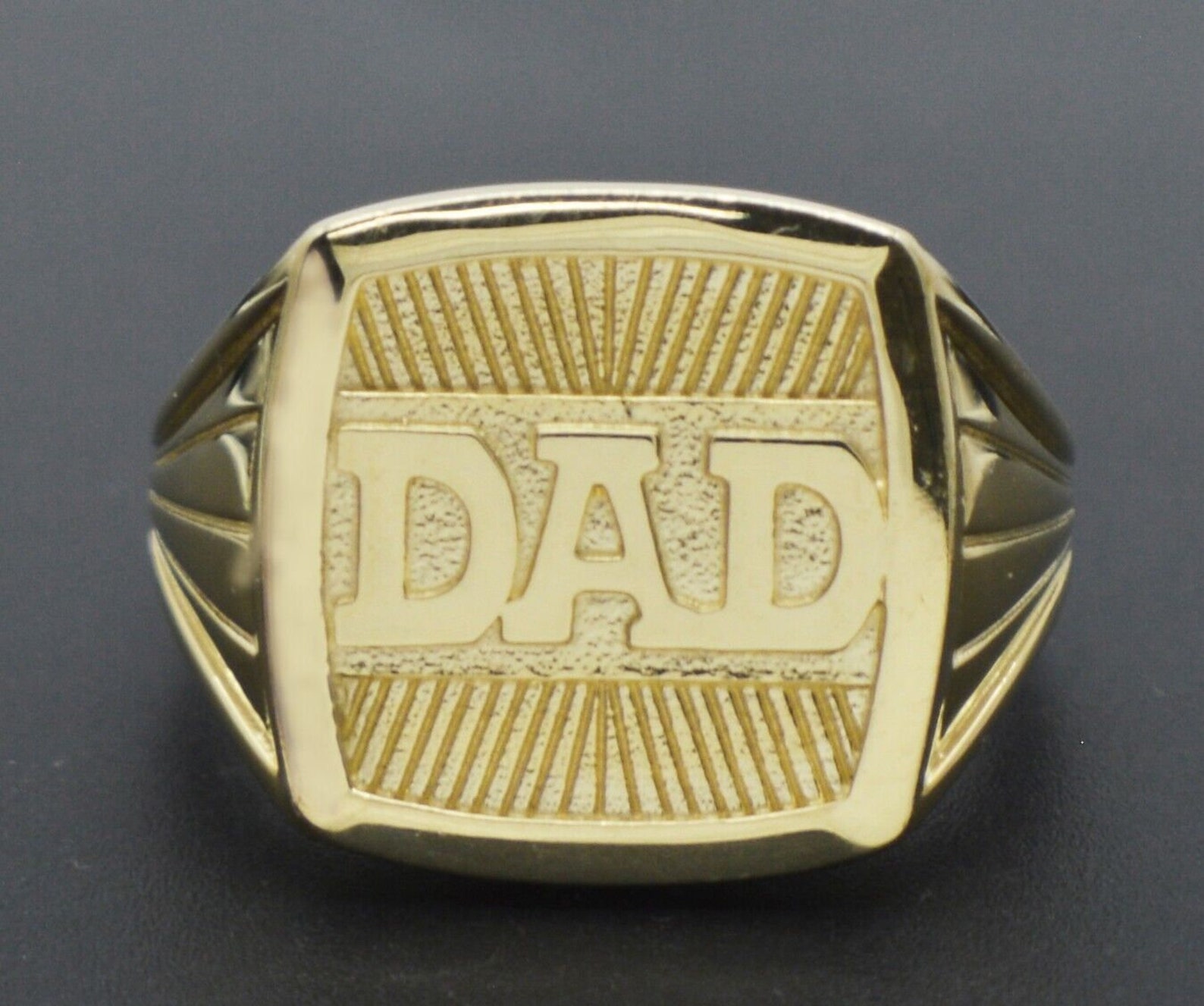 10K Real Yellow Solid Gold Mens "dad" Fathers Day Ring Jewelry 16.8mm 5 ...