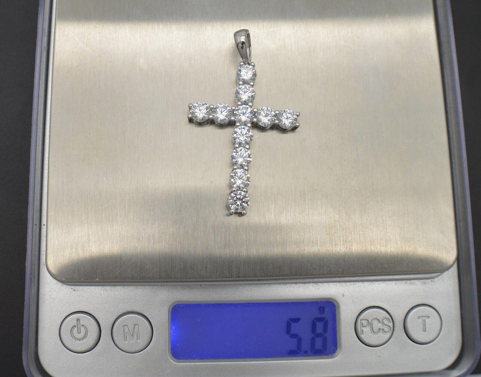 925 Sterling Silver Icy Bling Cz Cross Pendant 1.82 in 5.8gr - Etsy