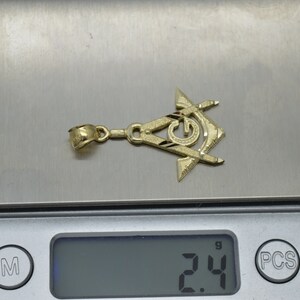 Real 10K Solid Yellow Gold Turtle Shiny Freemason Masonic Charm Pendant ...
