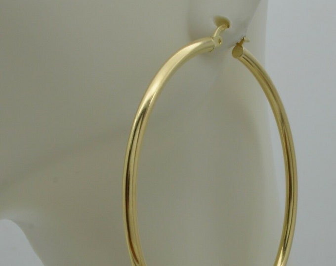 Real 14k Solid Yellow Gold "big Large" Plain Round Hoop Earrings 55mm ...