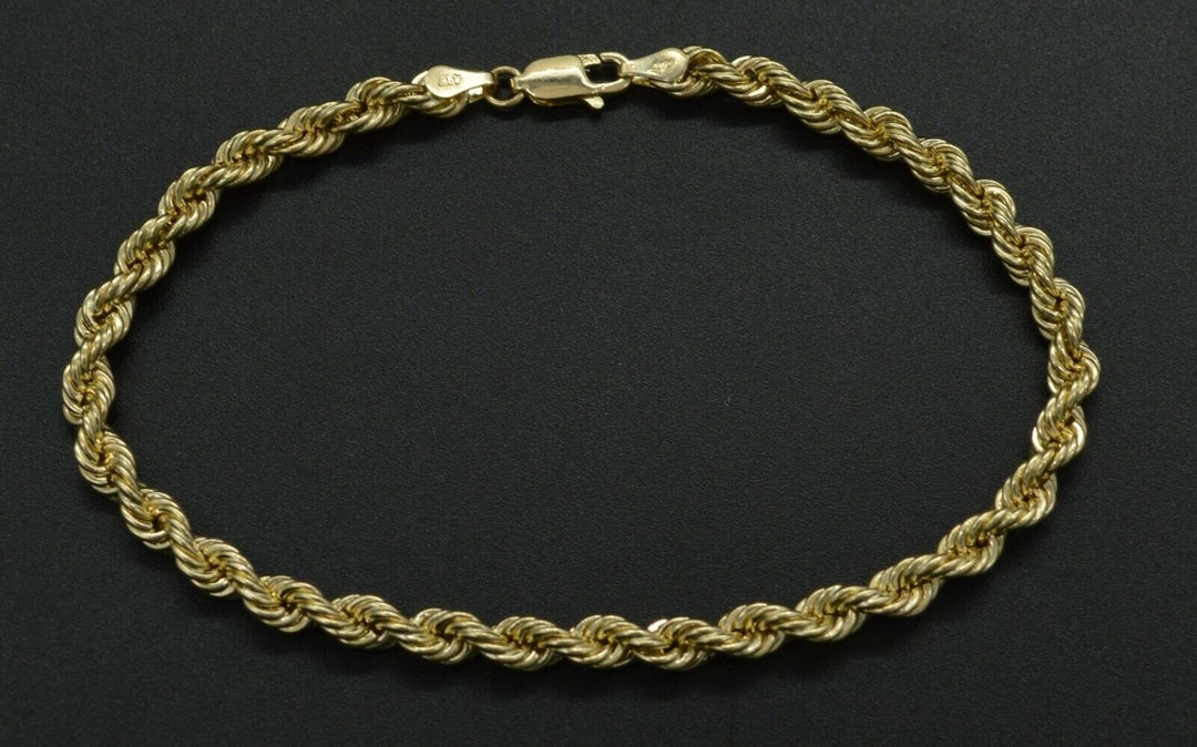 10K Yellow Gold Lady's & Men's Thick Rope Bracelet - 71/4'' - 8'' Long ...