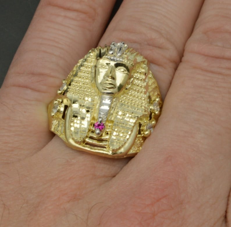 Real Solid 10K Yellow Gold Men's Egyptian King CZ Ring 6 - Etsy