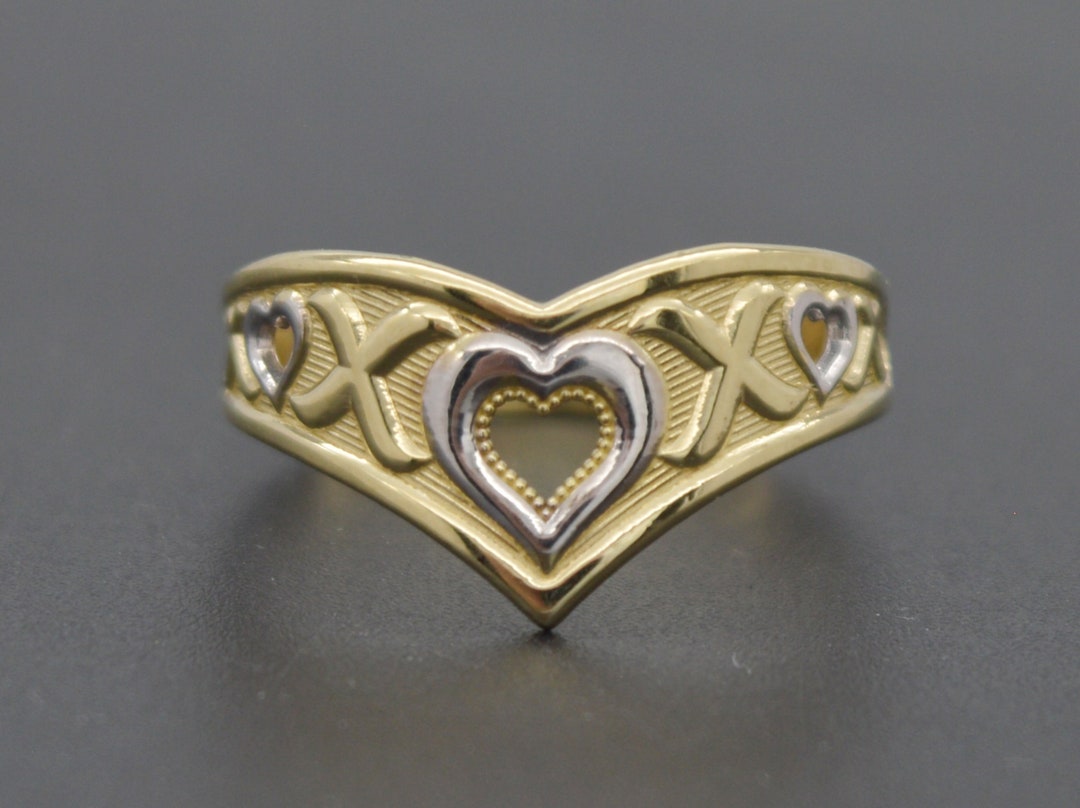Real 10k Solid Yellow Gold X & Heart Sweetheart Women Ring 10.4mm All ...