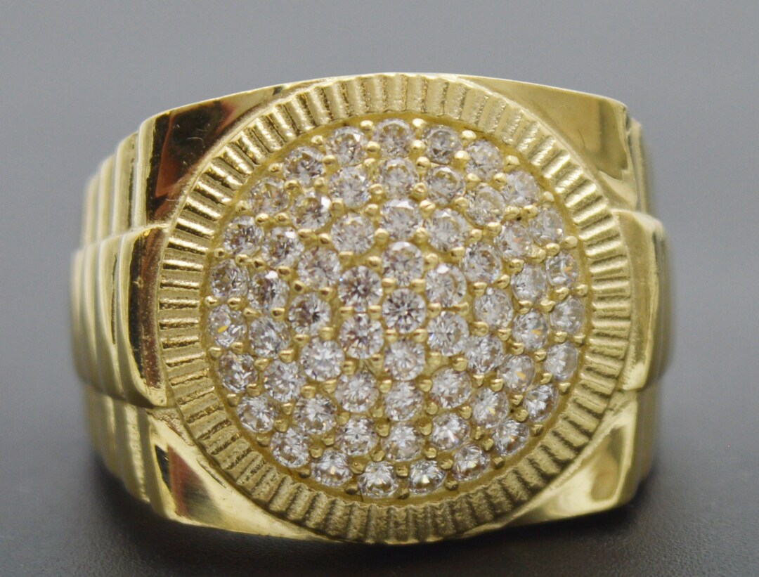 Real 10k Yellow Solid Gold Men's CZ Statement Ring All Sizes 8.6gr 18.5 ... Real 10k Yellow Solid Gold Men's CZ Statement Ring All Sizes 8.6gr 18.5 ...