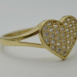 Real Solid 10K Yellow Gold Women's Heart CZ Engagement Ring All Sizes ...