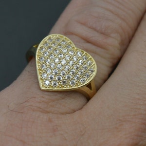 Real Solid 10K Yellow Gold Women's Heart CZ Engagement Ring All Sizes ...