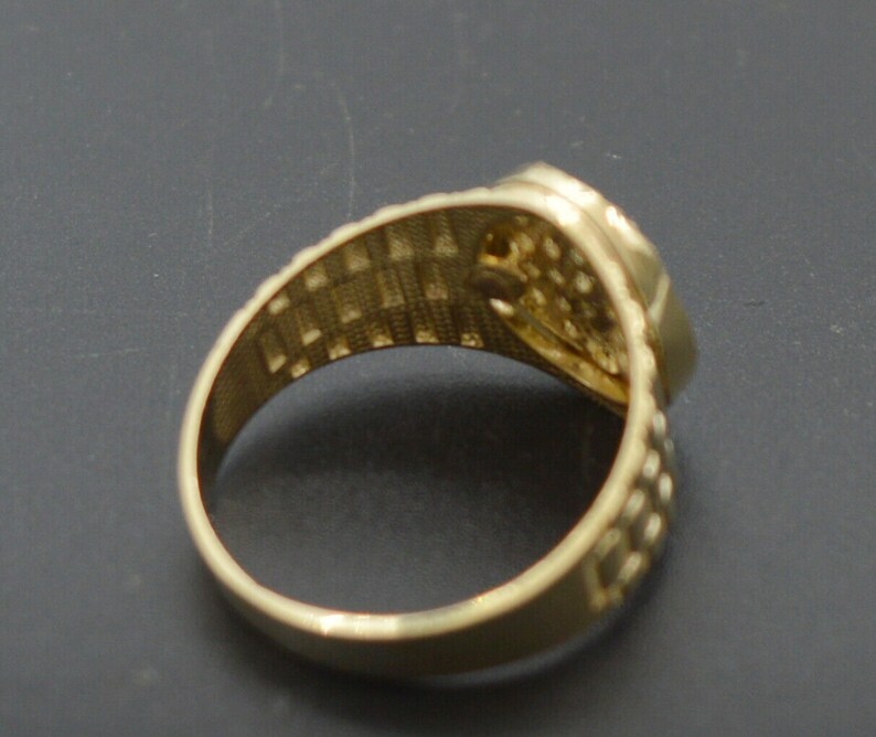 Real Solid 10K Yellow Gold Men's Pinky Railroad Oval Ring - Etsy