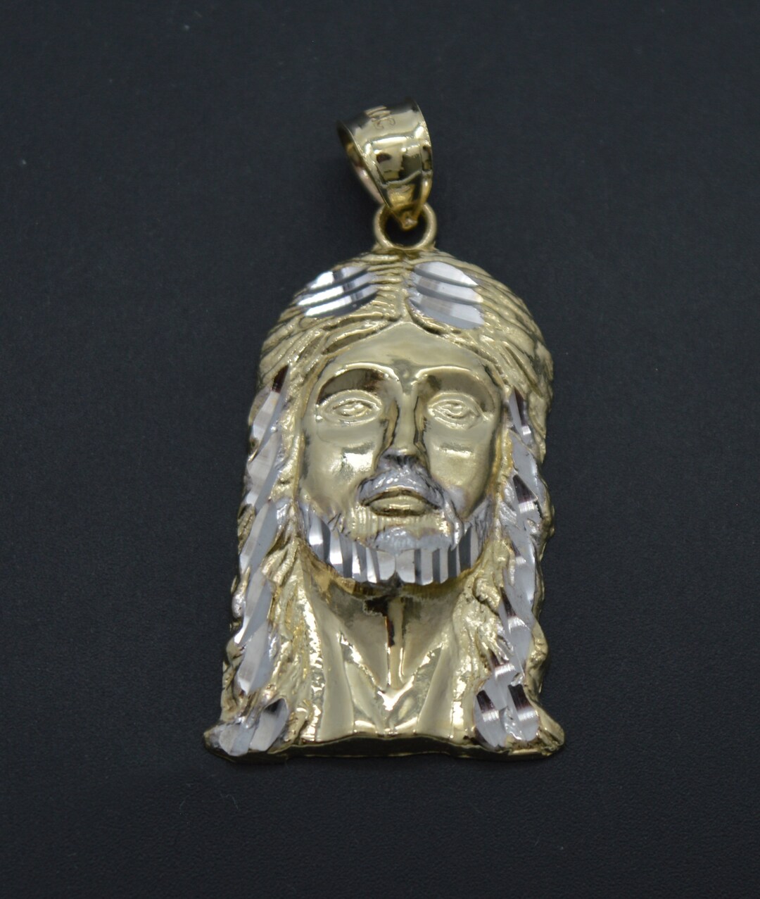 Real 10k Yellow Solid Gold Jesus Head Pendant 3.7 Gr 38.8 X 20.4 Mm ...