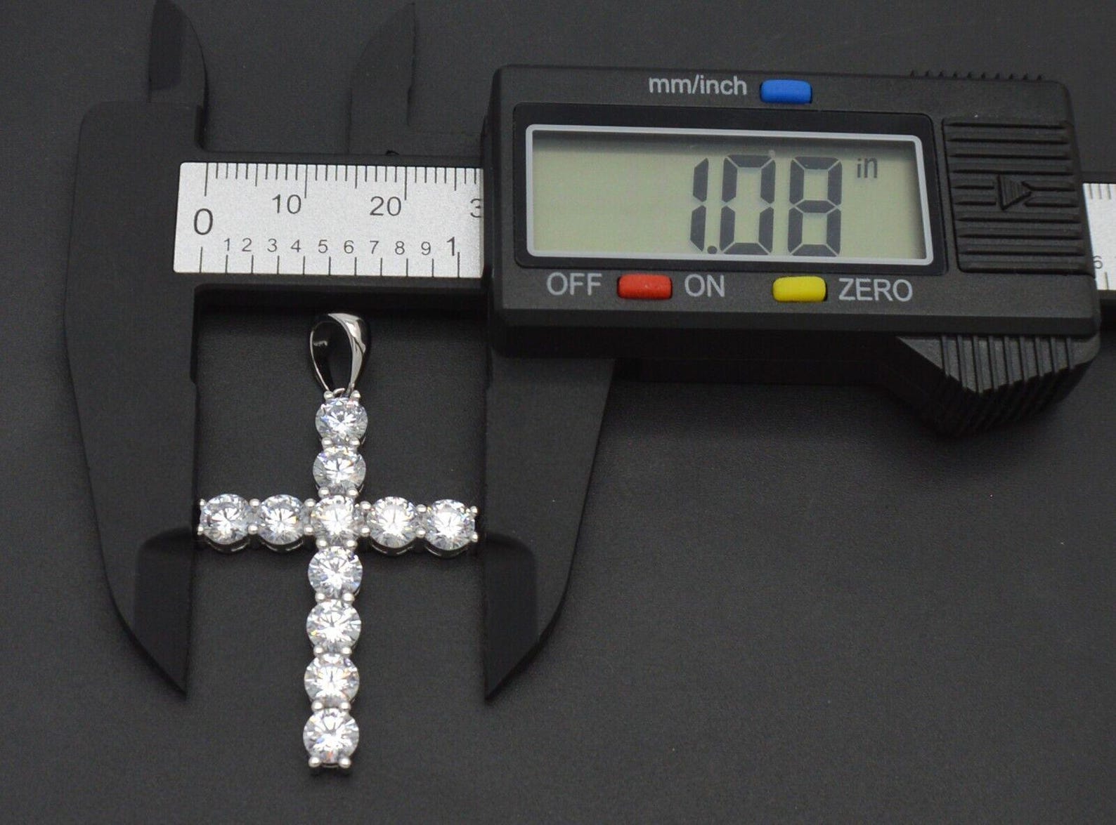 925 Sterling Silver Icy Bling Cz Cross Pendant 1.82 in 5.8gr - Etsy