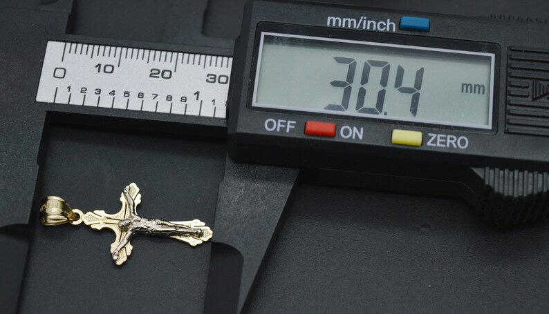 Real 10K Solid Yellow White Gold Sword Back Charm Jesus Crucifix ...
