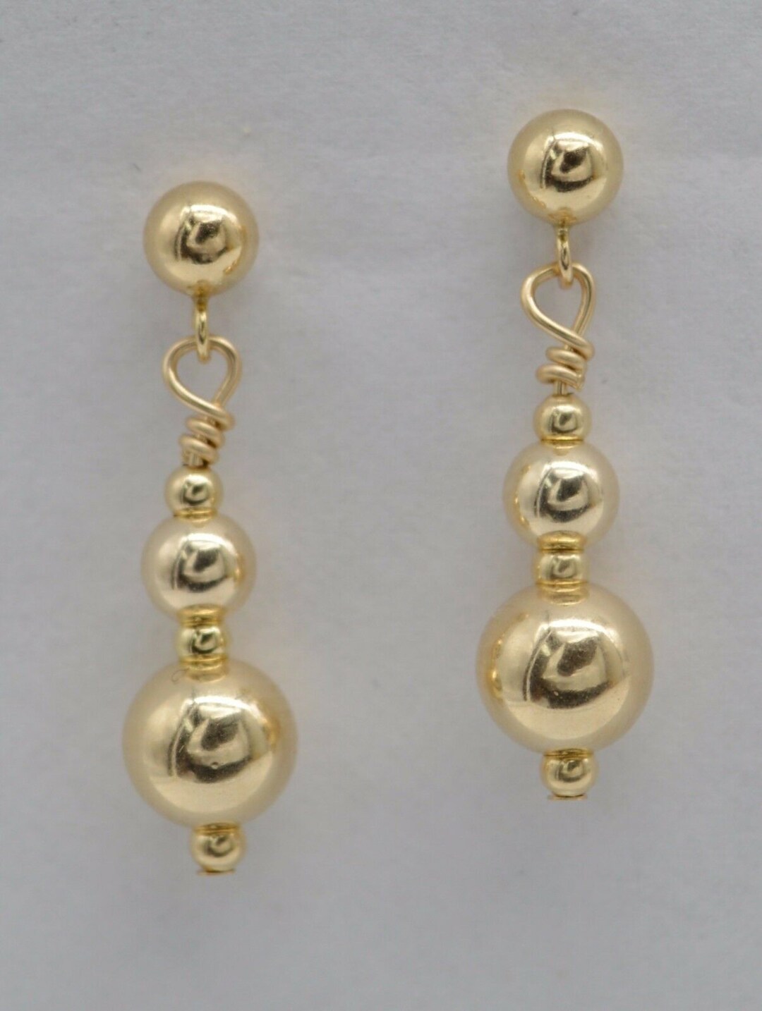 New 14K Solid Yellow Gold 6mm- 4mm Drop Earrings | Women-ladies 14k ...
