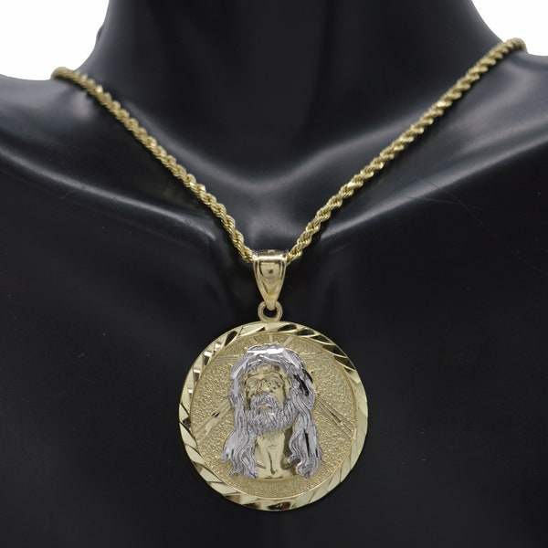 10k Gold Rope Chain Jesus - Etsy