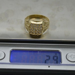 Real Solid 10K Yellow Gold Men's Pinky Square Ring CZ 14.3mm ALL Sizes ...
