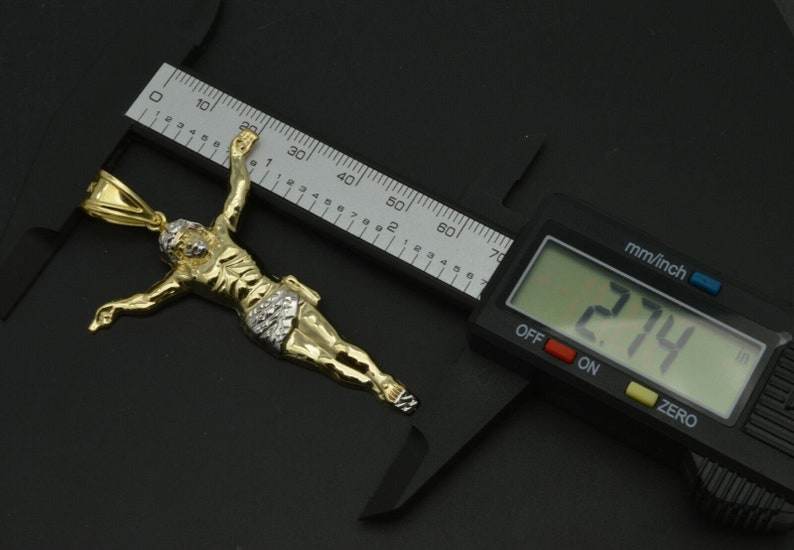 Real 10K Yellow Gold Big Crucifix Jesus Body Pendant Charm 2.75'' 4gr ...