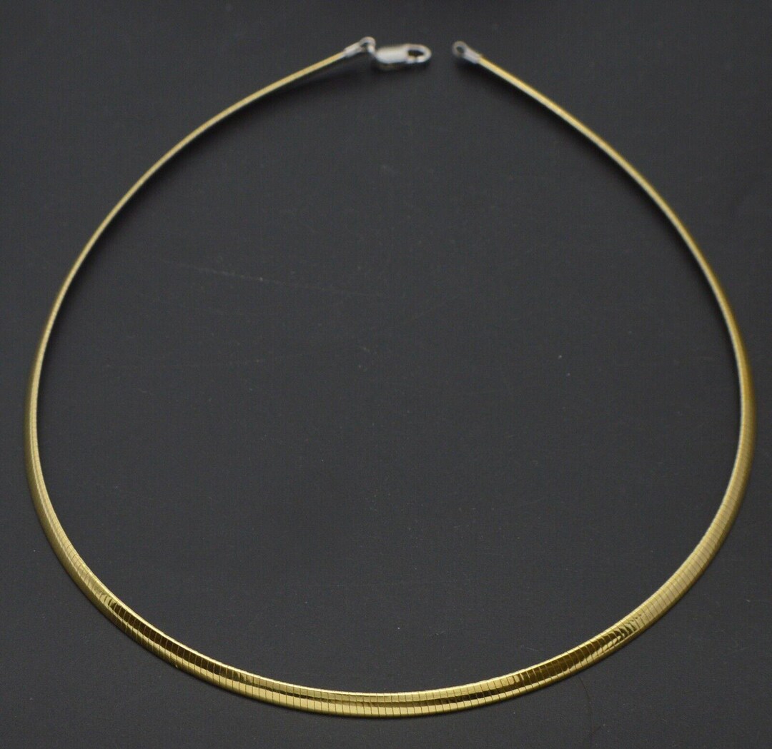 925 Sterling Silver 14k Two Tone Gold Plated Reversible Omega Necklace ...