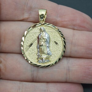 Real 10k Yellow Solid Gold Virgin Mary Medallion Pendant + Rope Chain 16"-24" | Fashion 10k ...
