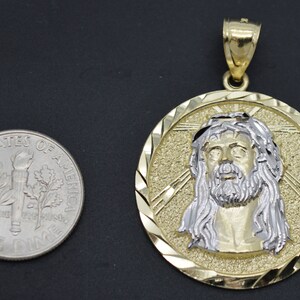 Real 10k Yellow Solid Gold Jesus Diamond Cut Medallion Pendant+rope ...