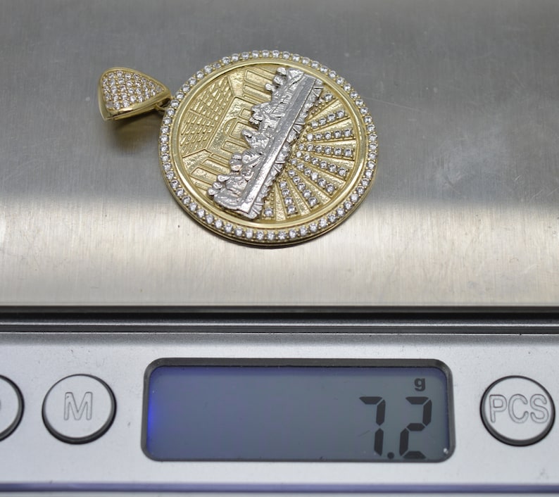 Real 10k Gold Last Supper Round Jesus Medallion Charm Pendant - Etsy