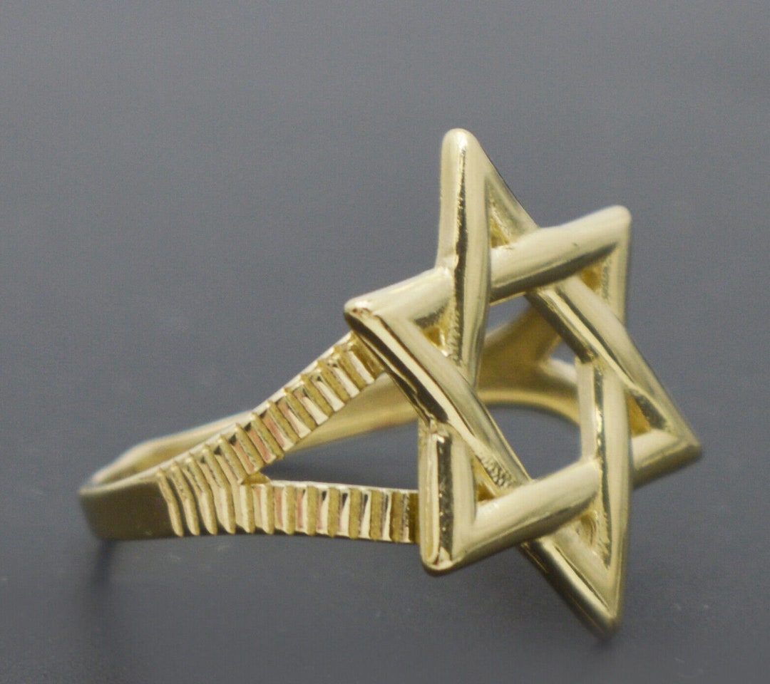 Real 10k Yellow Solid Gold Star of David Ring Womens 19.4 Mm 2.9gr All ...