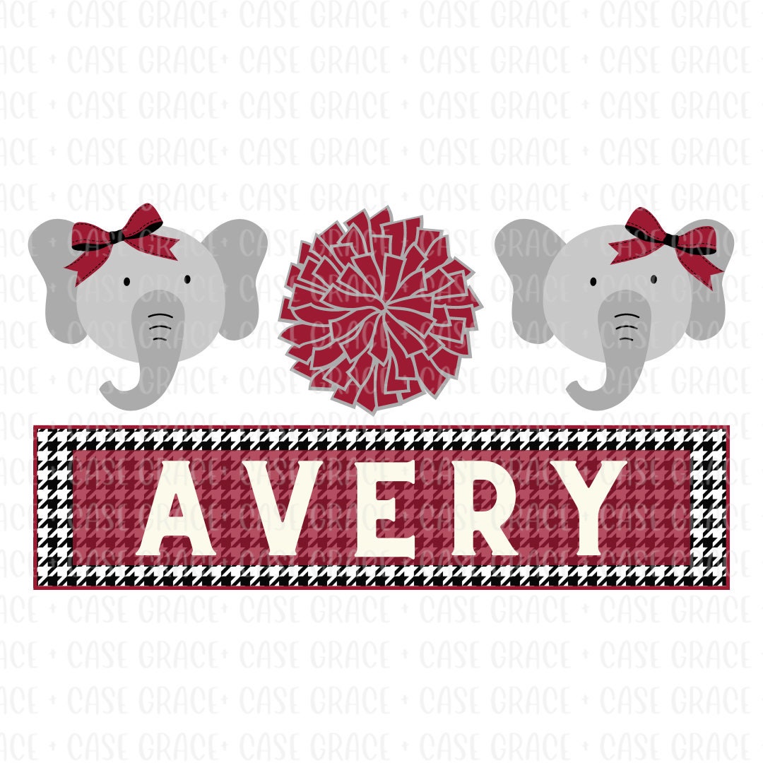 DIY Personalized Red Elephant Cheer Monogram Name PNG - Etsy