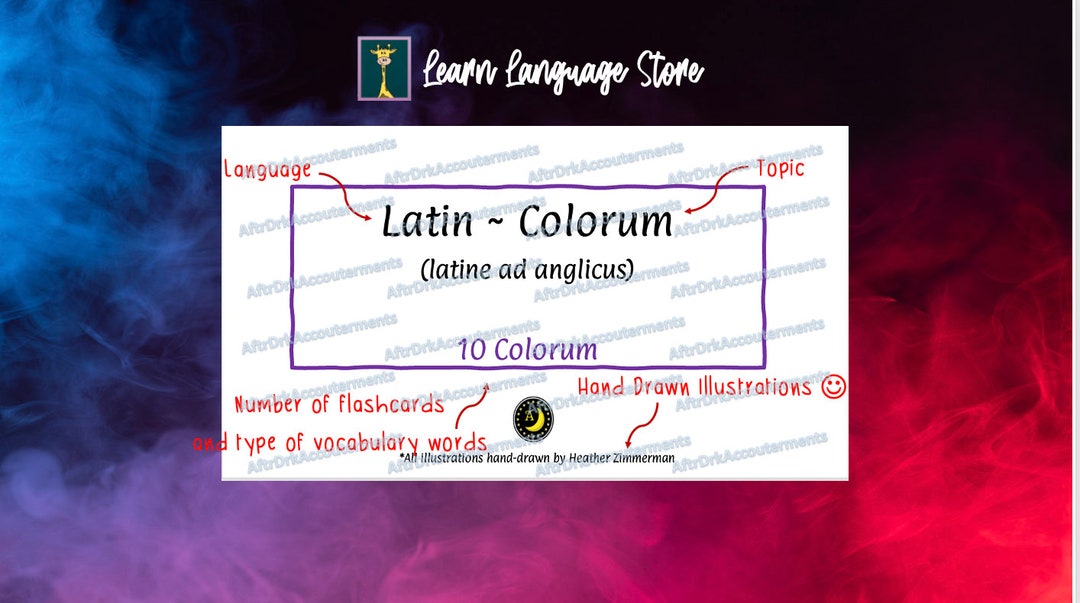 Latin Colors Flashcards-digital - Etsy