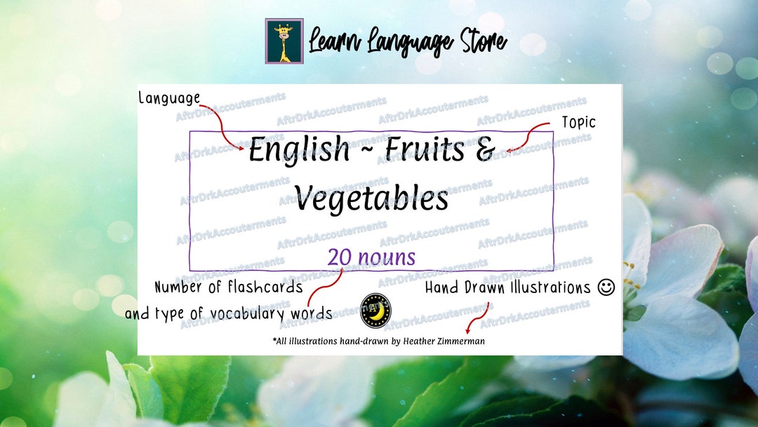 English Fruits & Vegetables Flashcards - Etsy