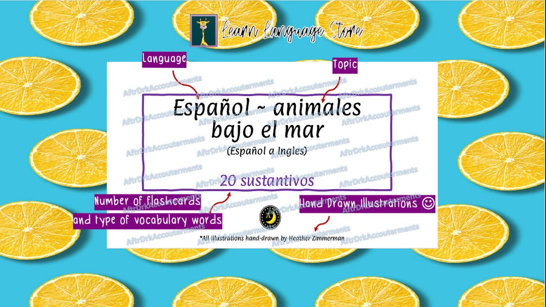 Spanish Animals Under the Sea Flashcards - Etsy