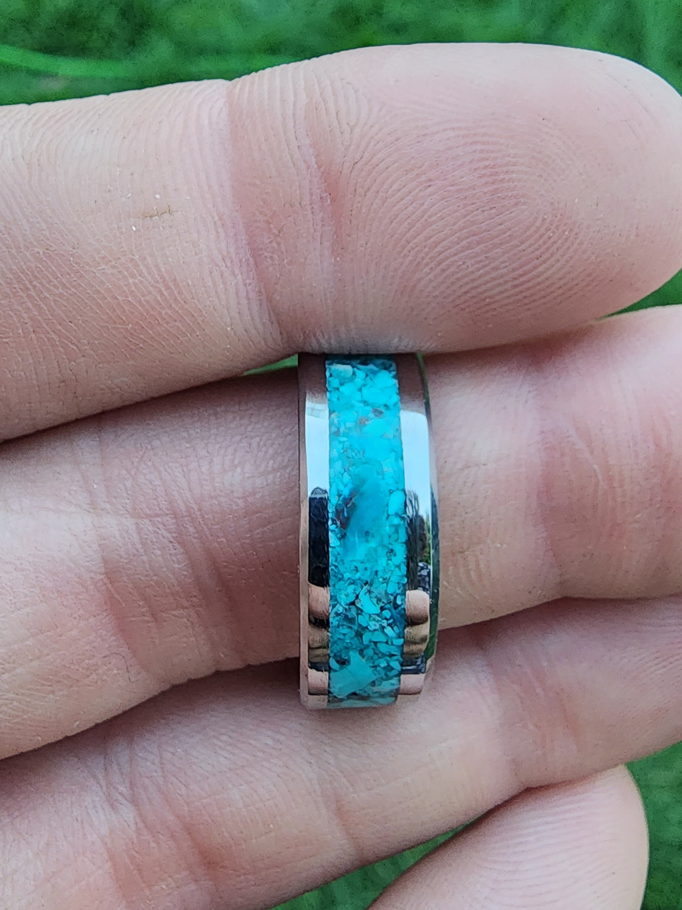 Phoenix Stone in Stainless Steel Inlay Ring -handcrafted to Order - Etsy