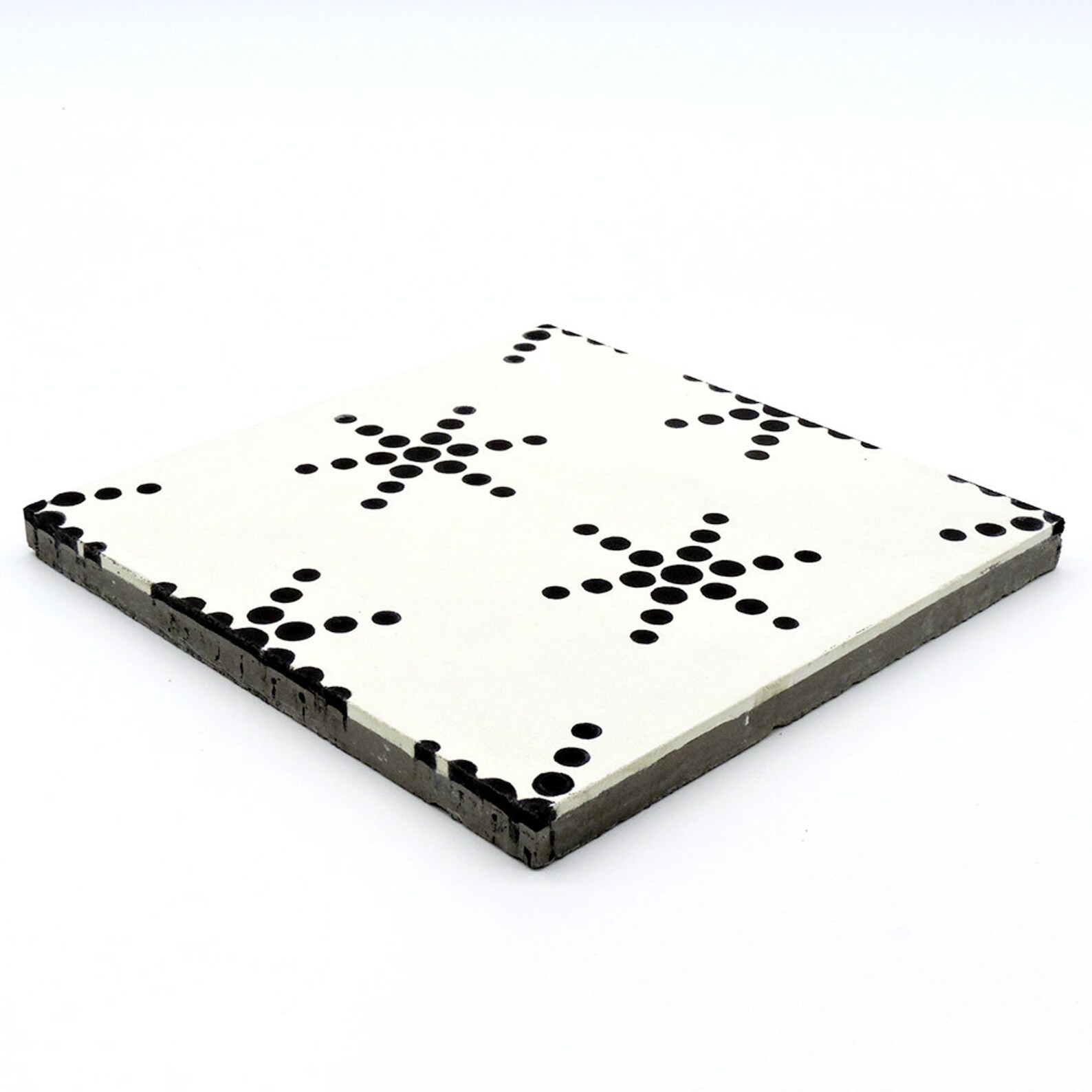 Moroccan Handmade Cement Tiles 8 Inch X 8 Inch Black and White, Hana ...