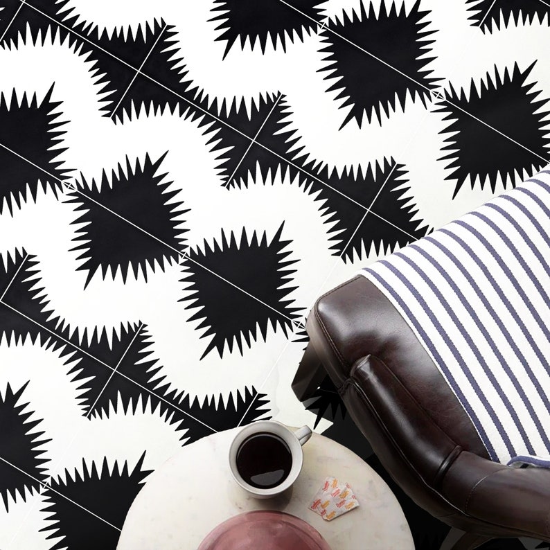 Moroccan Handmade Cement Tiles 8 Inch X 8 Inch Black and - Etsy