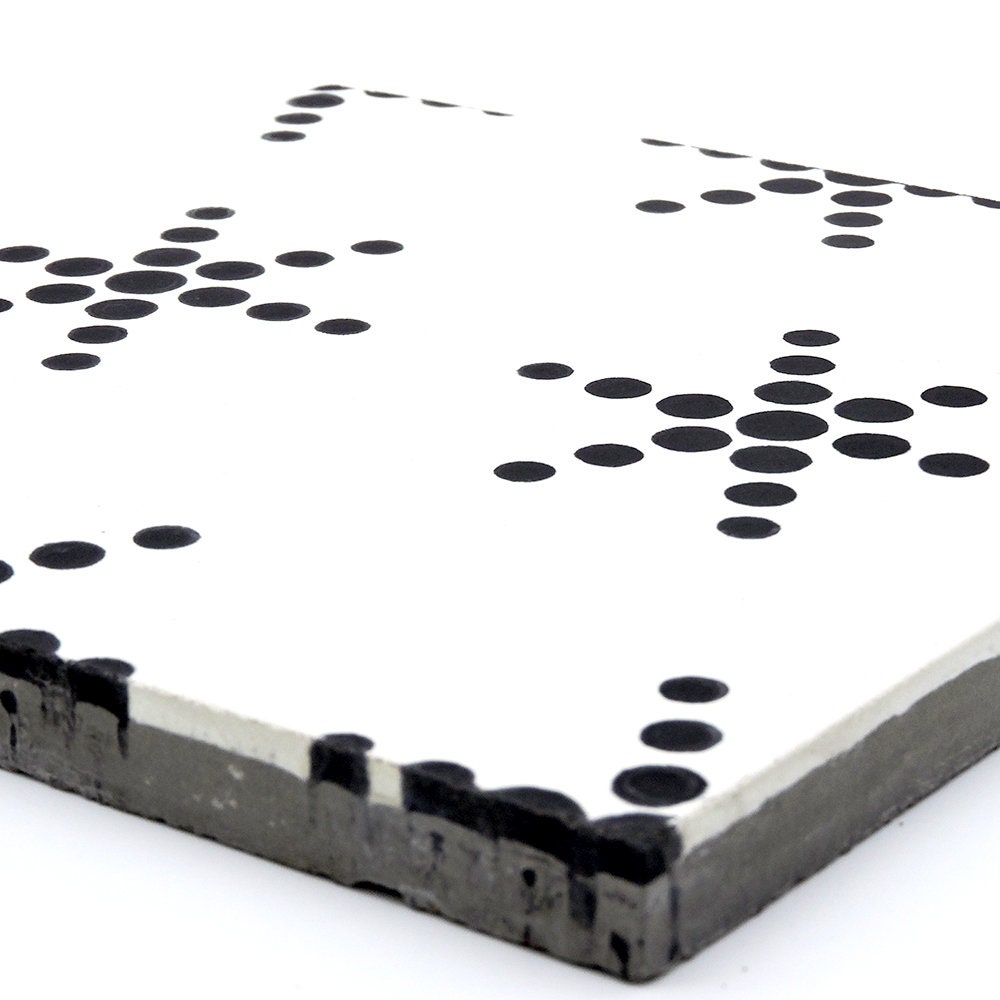 Moroccan Handmade Cement Tiles 8 Inch X 8 Inch Black and White, Hana ...